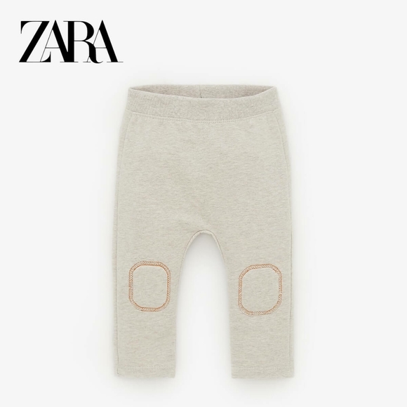 Zara | Bottoms | Zara Sand Marl Knee Patch Trouser 45 Yrs Nwt | Poshmark